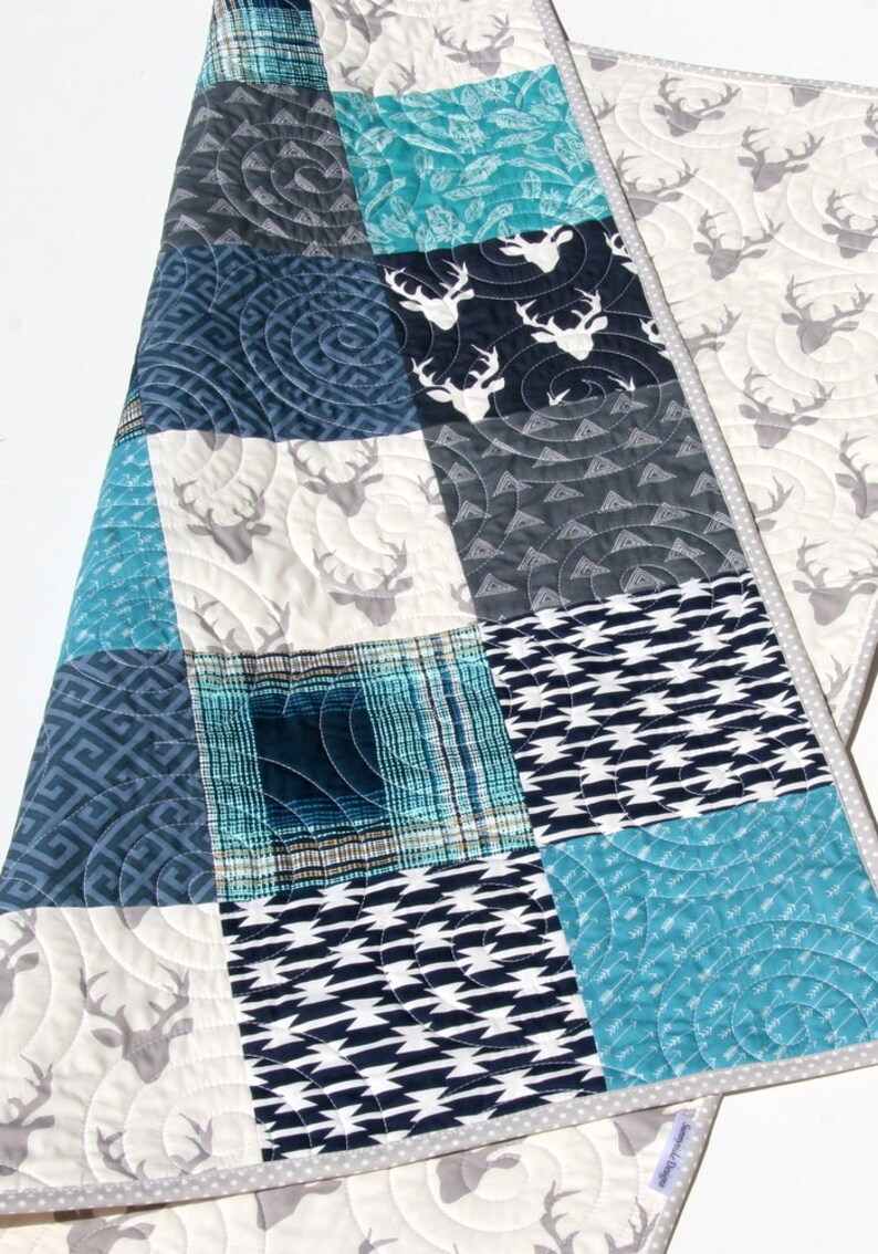 Woodland Baby Quilts Deer Head Baby Quilt Antler Baby | Etsy