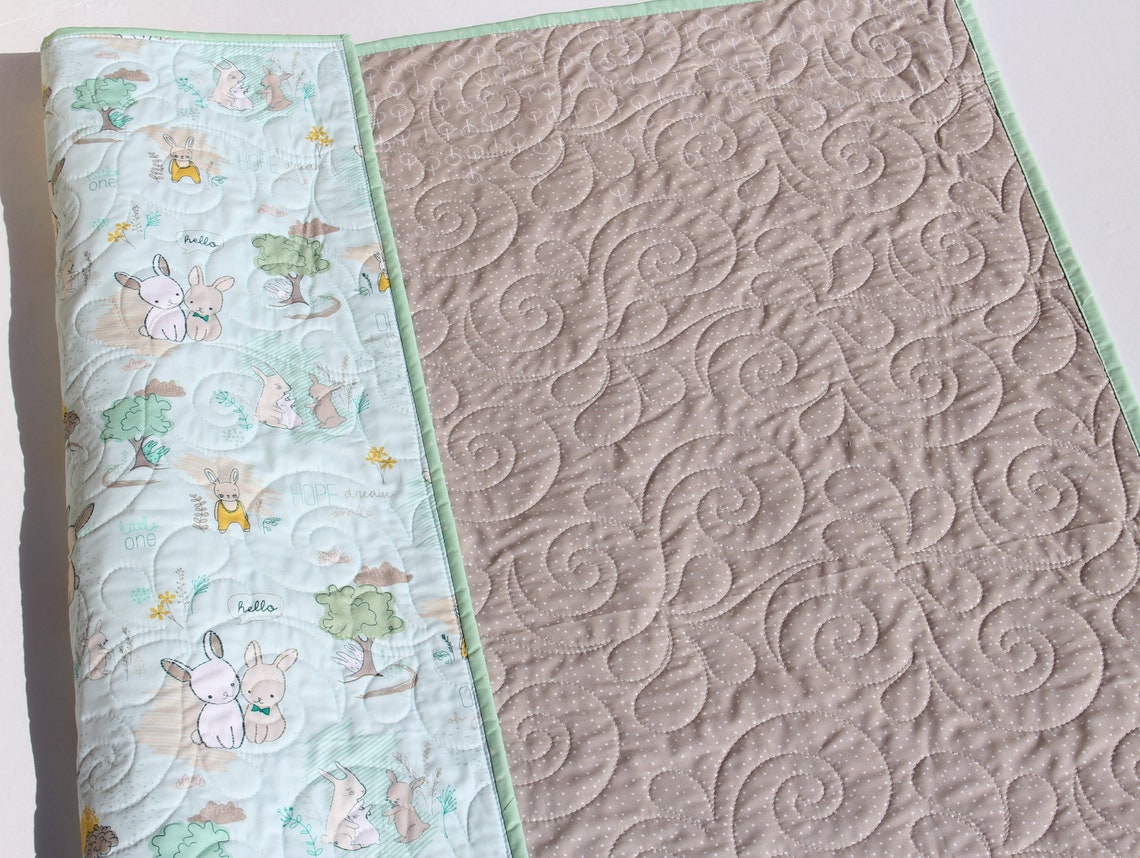Baby Quilt With Bunnies Rabbit Nursery Decor Newborn Blanket - Etsy