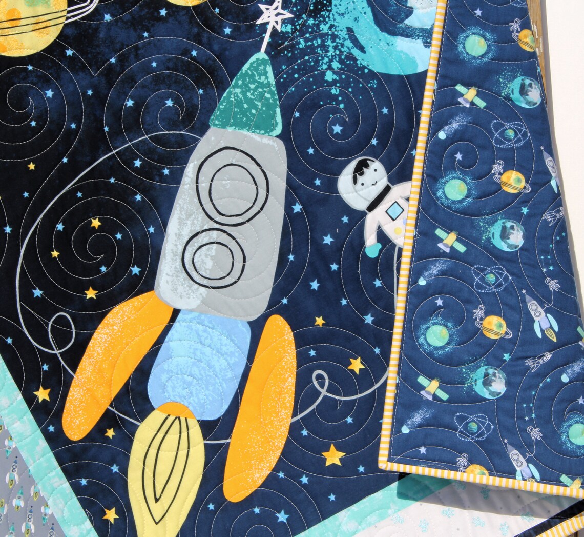Space Quilt Spaceship Planets Crib Bedding Solar System | Etsy