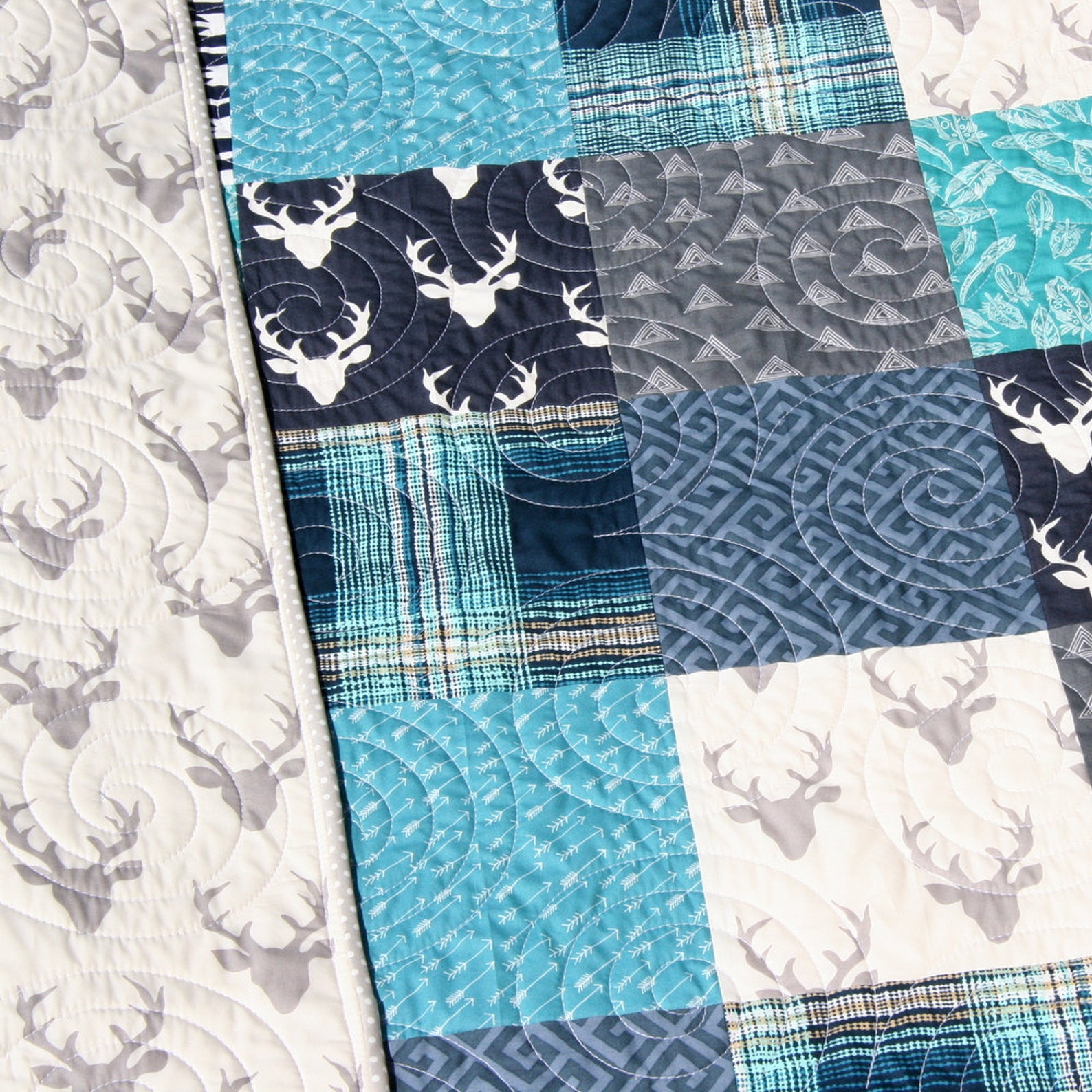 Woodland Baby Quilts Deer Head Baby Quilt Antler Baby | Etsy