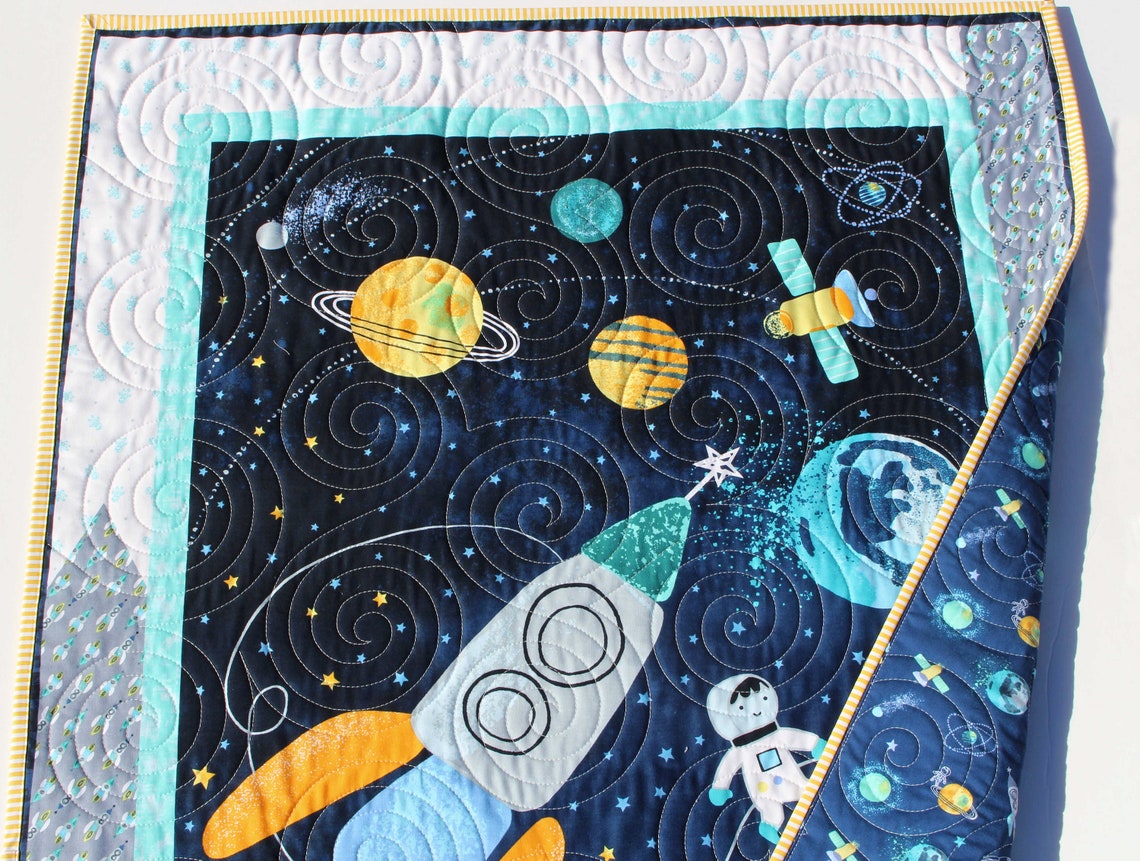 Space Quilt Spaceship Planets Crib Bedding Solar System | Etsy