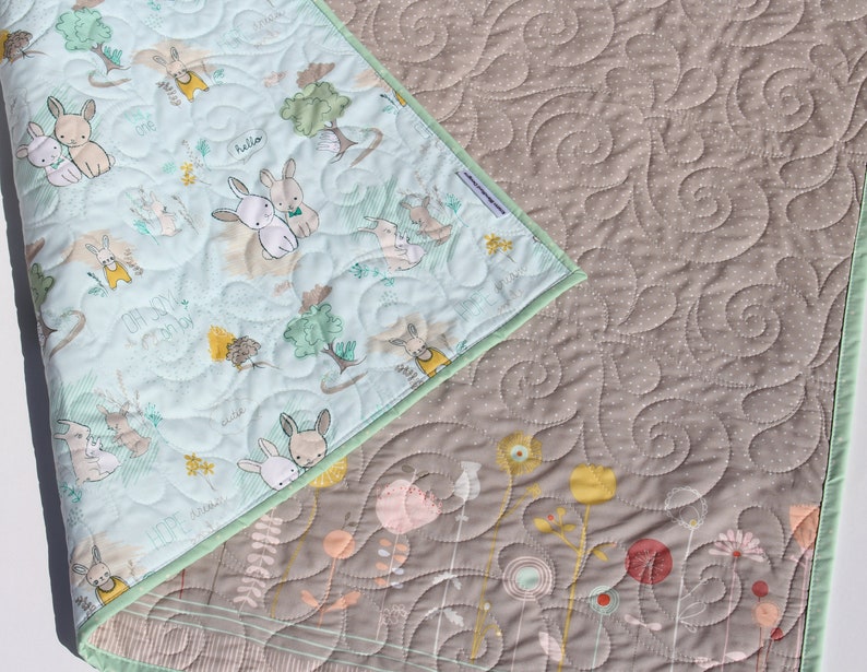 Baby Quilt With Bunnies Rabbit Nursery Decor Newborn Blanket - Etsy