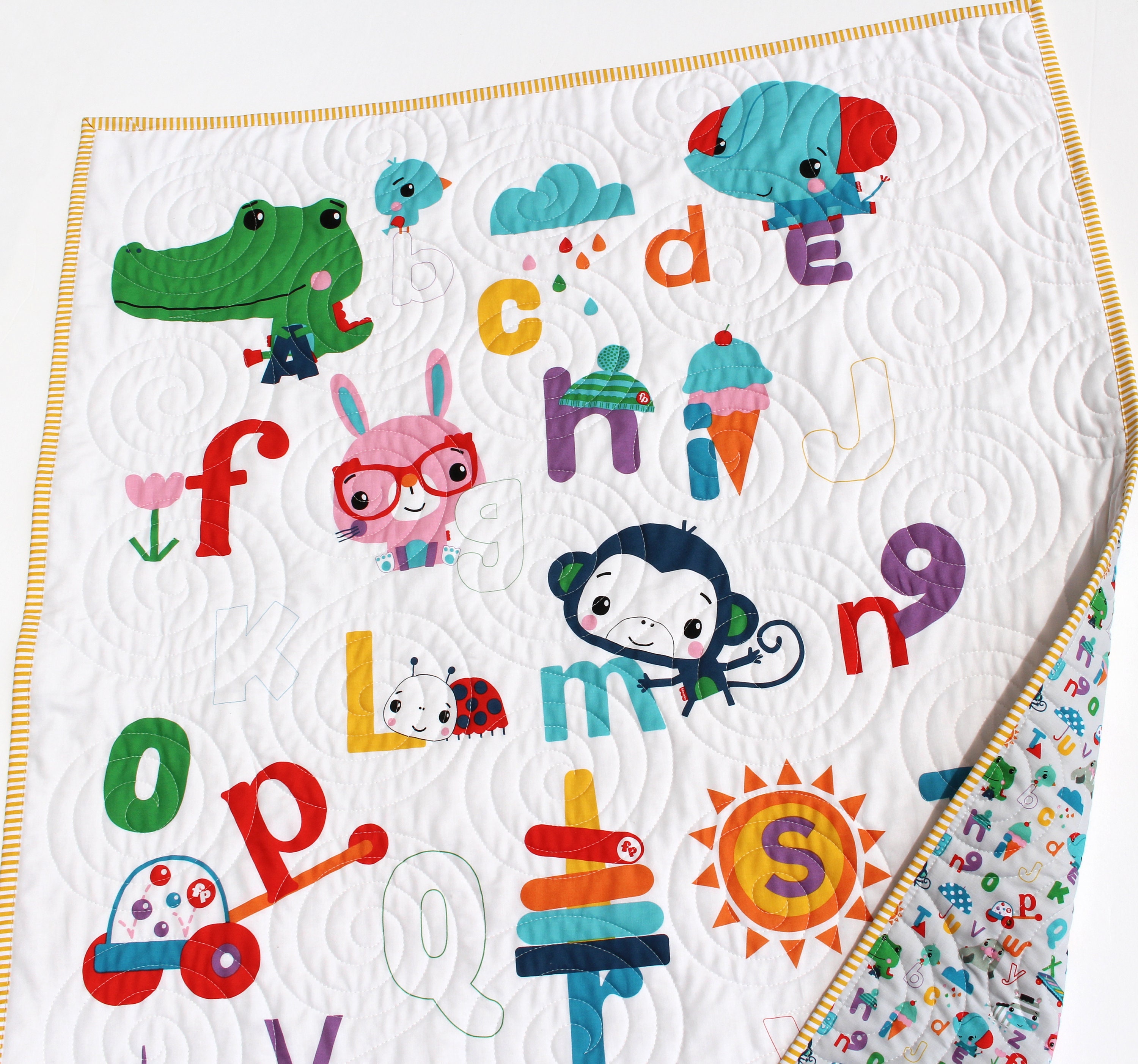 Alphabet Baby Quilt Letter Abcs Baby Gift Crib Blankets Newborn Nursery ...