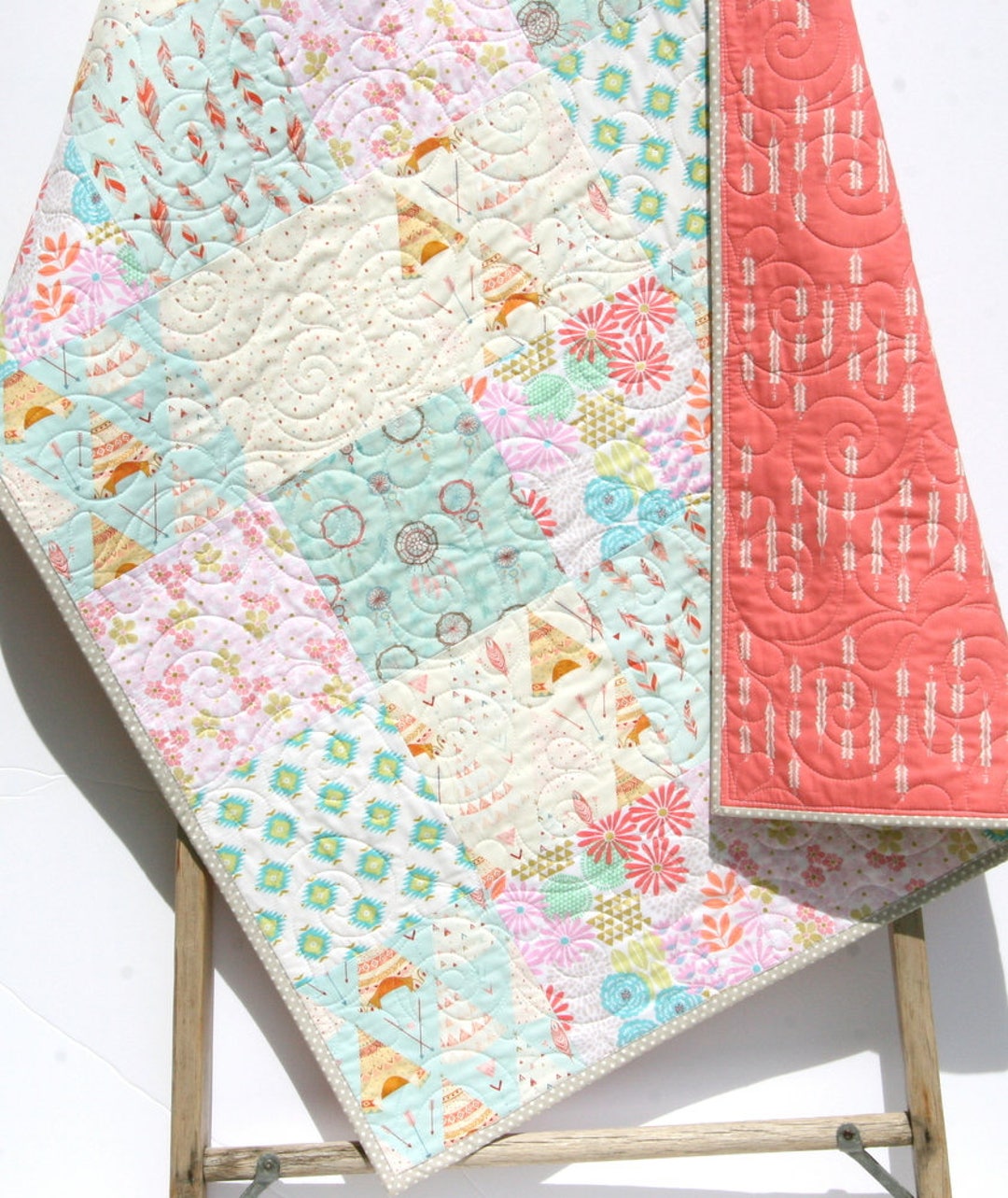 Boho Nursery Decor, Quilts, Aztec Baby Quilt, Tribal Baby Bedding ...