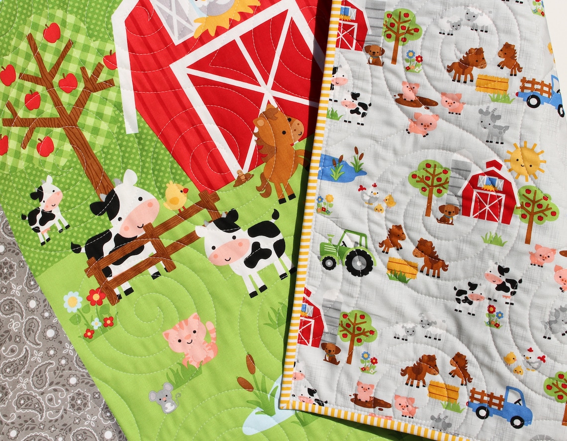 Barnyard Animals Quilt Farm Baby Blanket Boy or Girl Ranch - Etsy