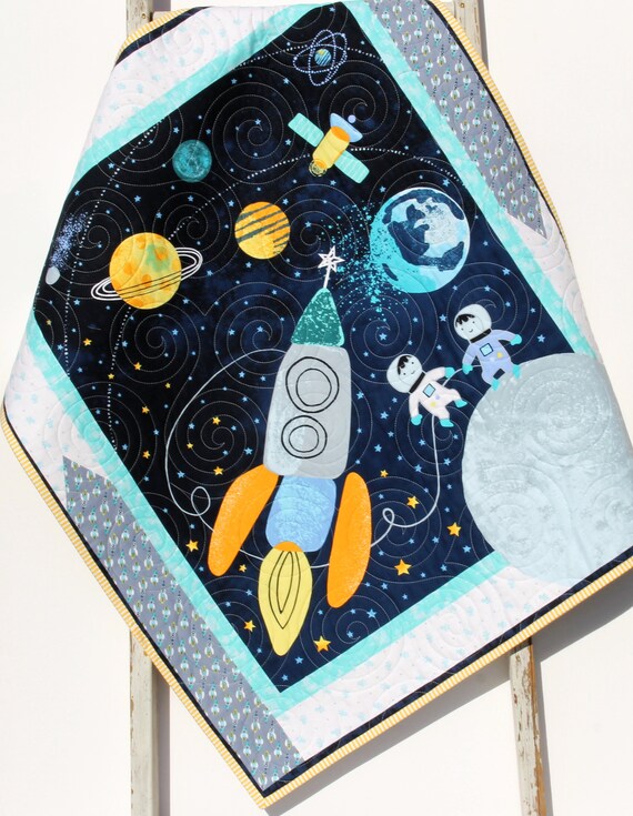 Space Quilt Spaceship Planets Crib Bedding Solar System | Etsy
