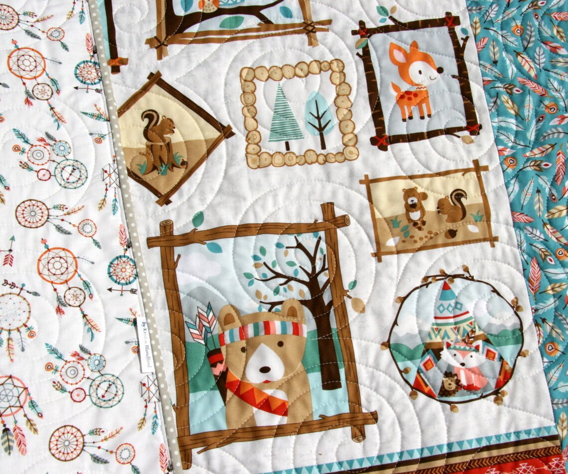 Quilt Woodland Baby Quilt Nursery Decor Nature Outdoors | Etsy