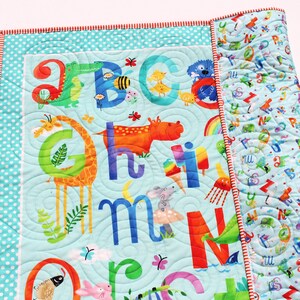 Abcs Baby Quilt Alphabet Animals Letters Nursery Decor Crib Bedding ...