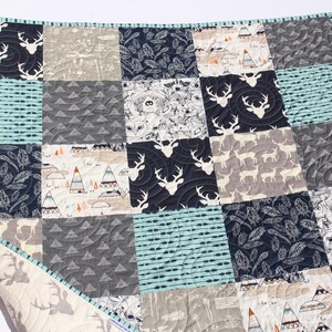 Baby Quilt, Rustic Baby Quilts, Deer Head Baby Quilt, Woodland Baby ...