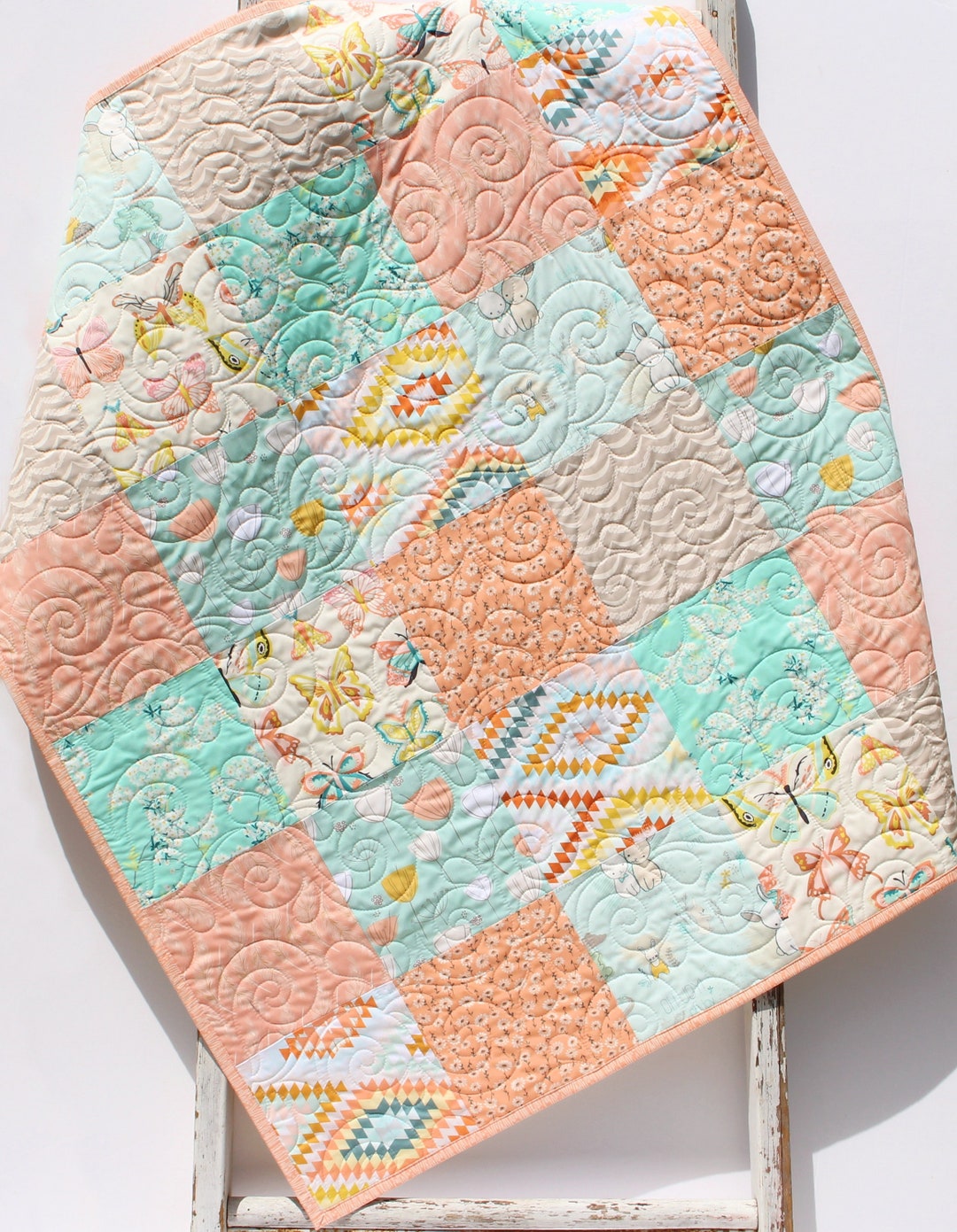 Butterfly Baby Girl Quilt, Newborn Gift, Crib Bedding, New Baby ...