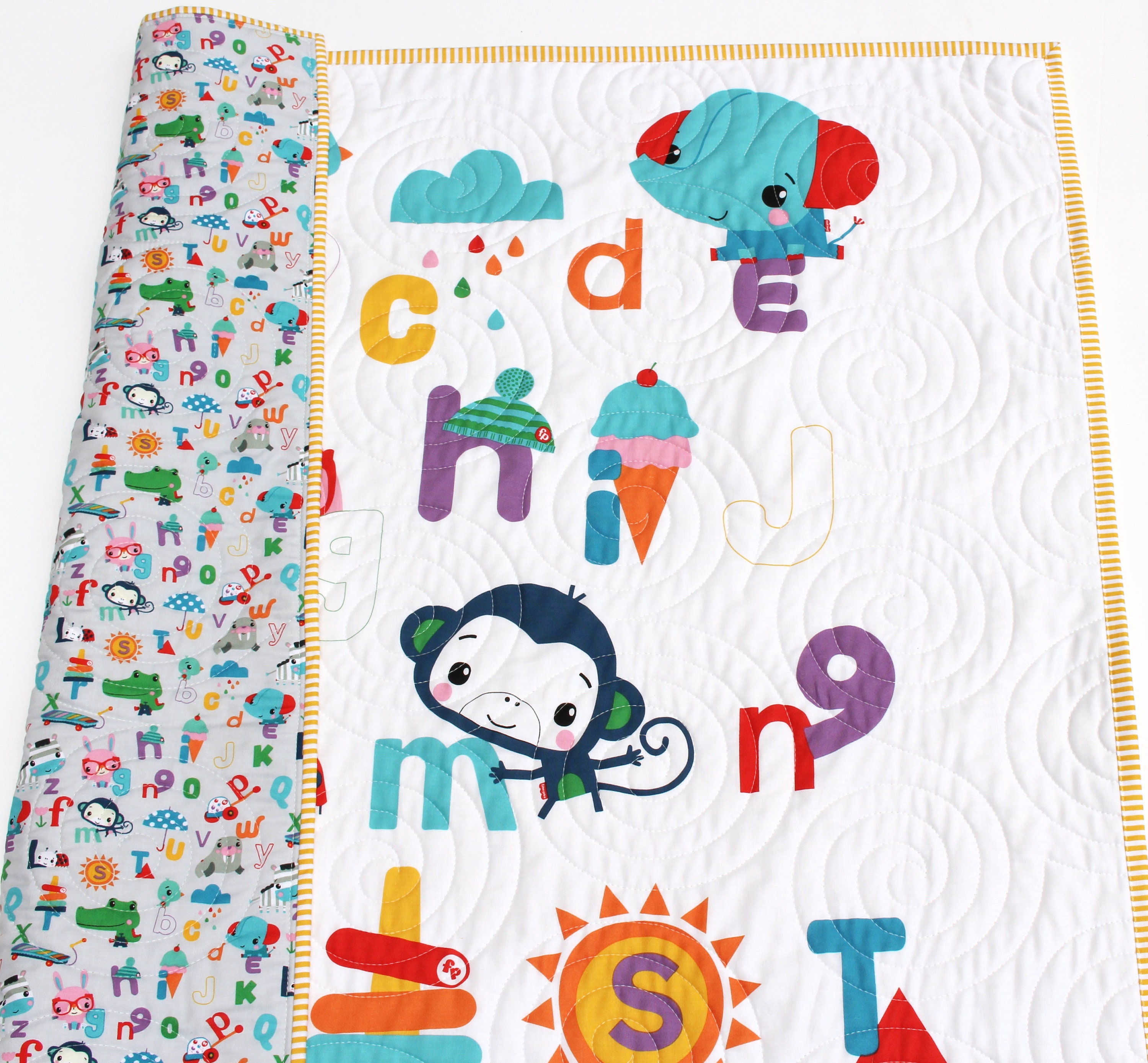Alphabet Baby Quilt Letter Abcs Baby Gift Crib Blankets Newborn Nursery ...