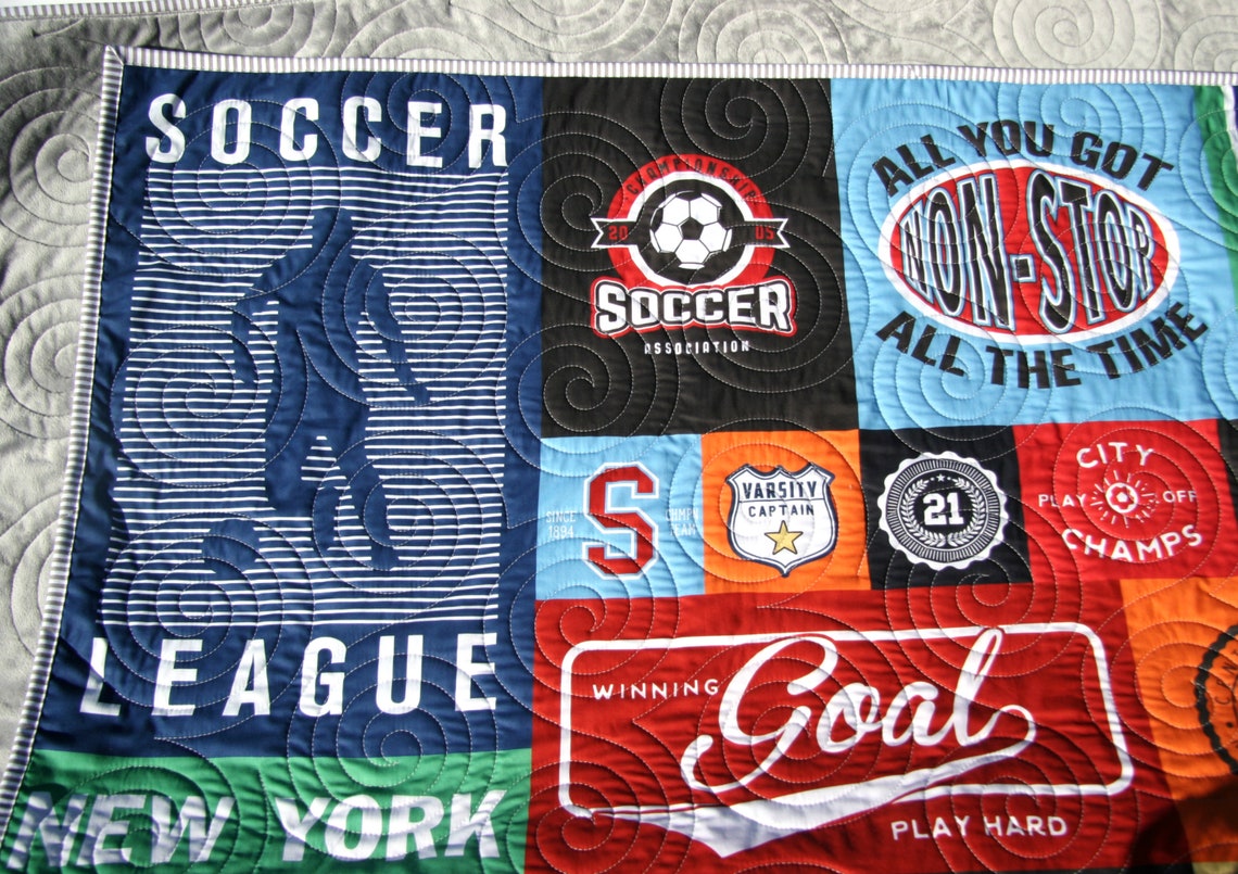 Soccer Quilt Gift for Him Patchwork Blanket Adult Minky - Etsy