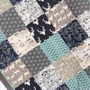 Baby Quilt, Rustic Baby Quilts, Deer Head Baby Quilt, Woodland Baby ...