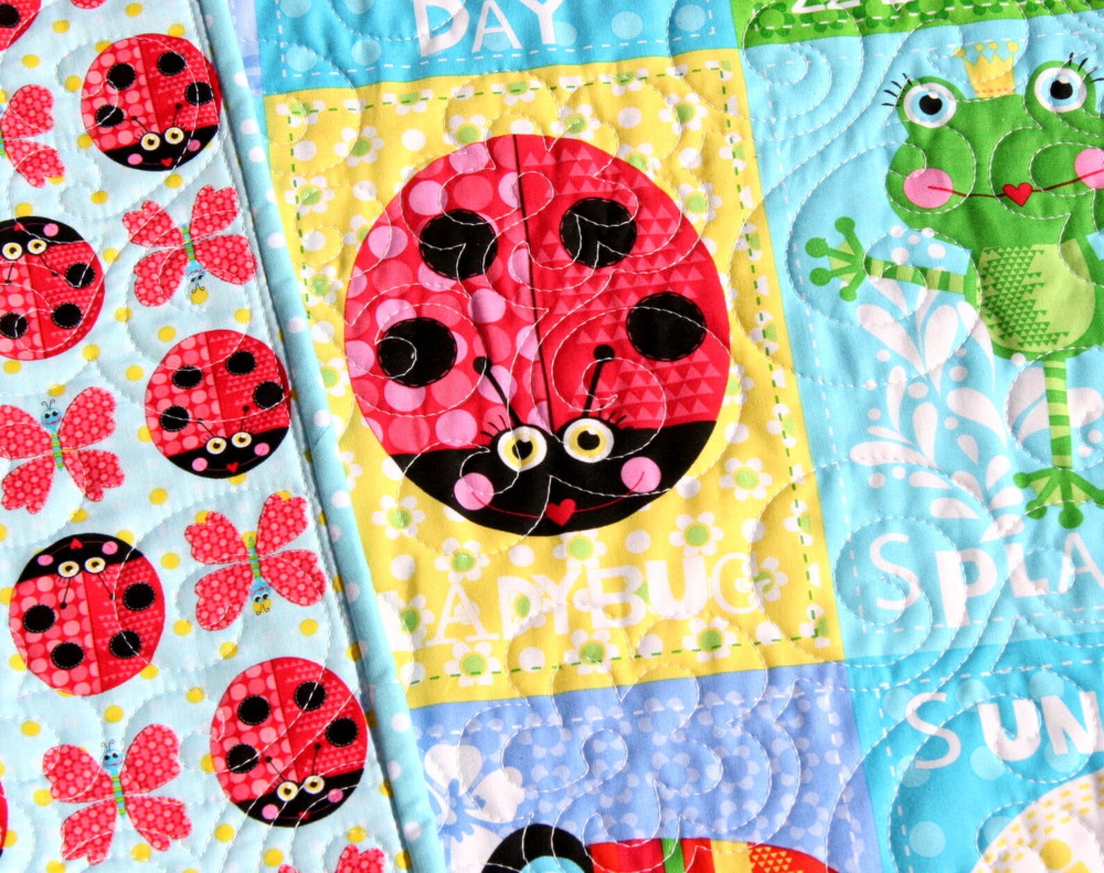 Butterfly Baby Quilt, Ladybug Nursery Bedding, Handmade Blanket ...