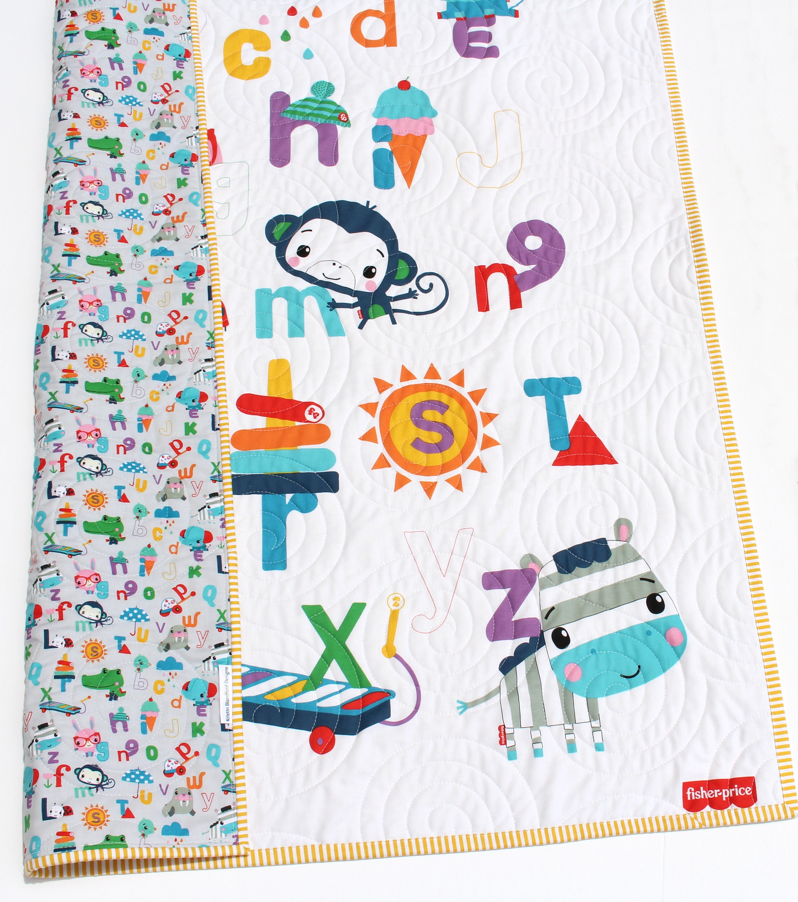 Alphabet Baby Quilt Letter Abcs Baby Gift Crib Blankets Newborn Nursery ...