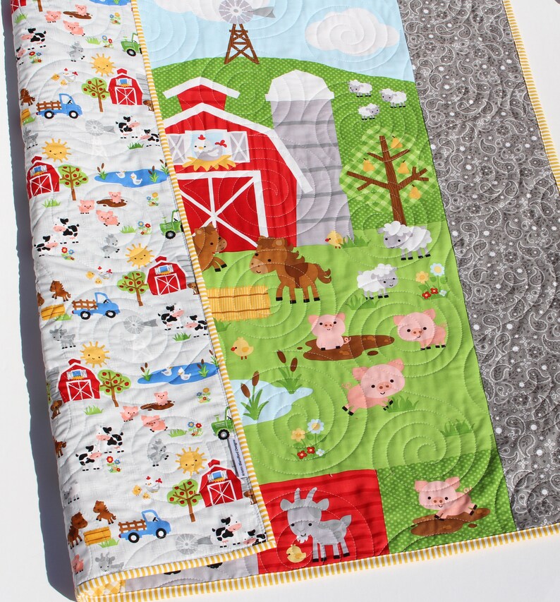 Barnyard Animals Quilt Farm Baby Blanket Boy or Girl Ranch Animals ...
