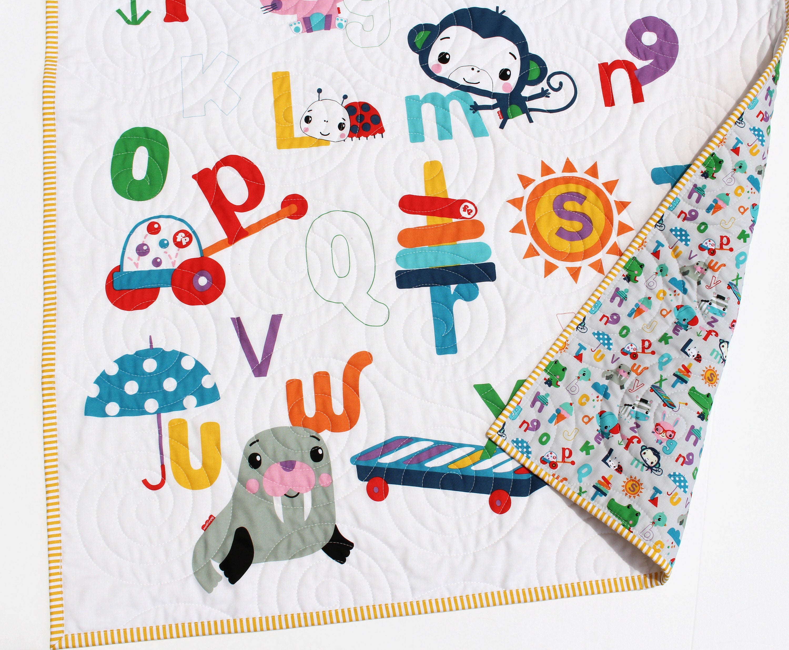 Alphabet Baby Quilt Letter Abcs Baby Gift Crib Blankets Newborn Nursery ...