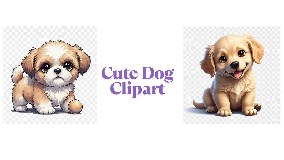 Cute Dog Clipart Bundle, Clip Art Set of 15 High Quality Pngs, Happy ...