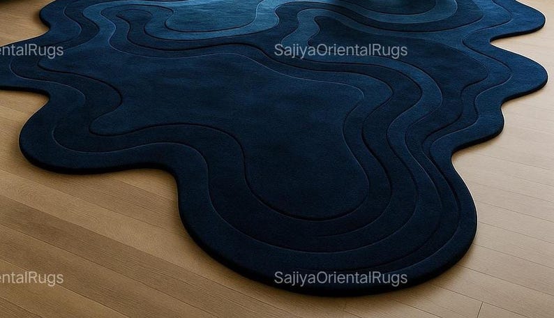 Modern Abstract Blue Irregular Shape Rug – Hand-tufted Contemporary ...