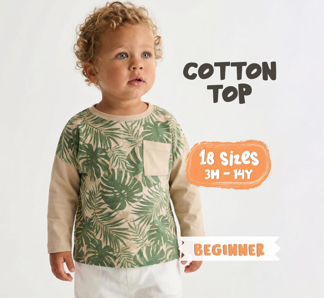 Cotton Top Sewing Pattern for Kids Pajama Top Pattern for Toddlers Top ...