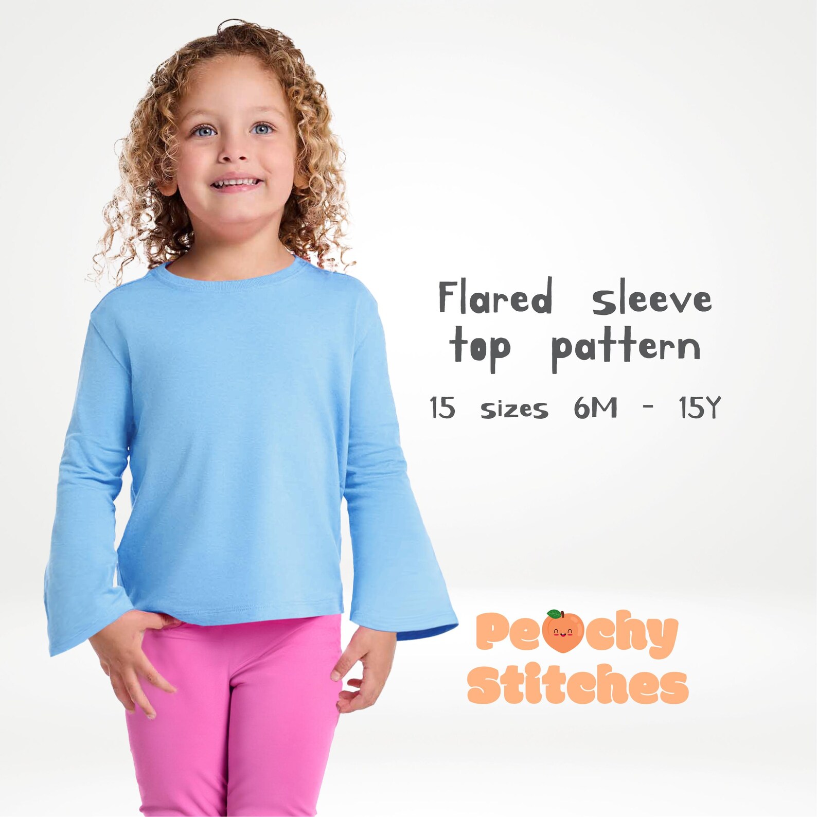 Girls Top Sewing Pattern: Kids Pajama Patterns for Toddlers, Flared ...