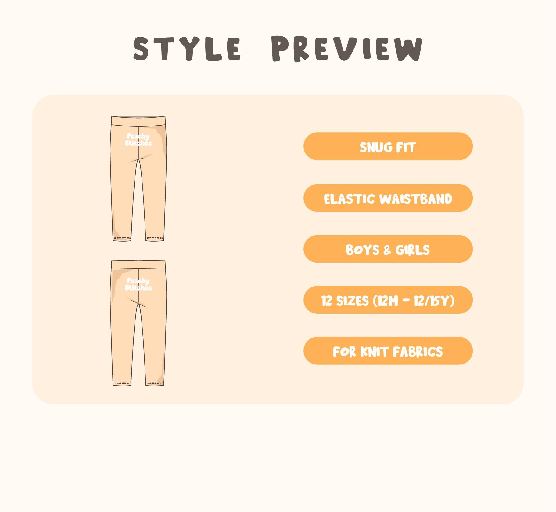 Leggings Pattern for Girls Play Pants Sewing Pattern, Kids Jersey Pants ...
