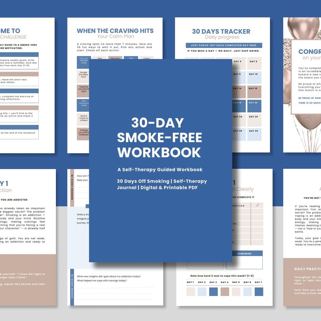 Quit Smoking — 30 Days Guided Workbook | Stop Smoking Journal ...