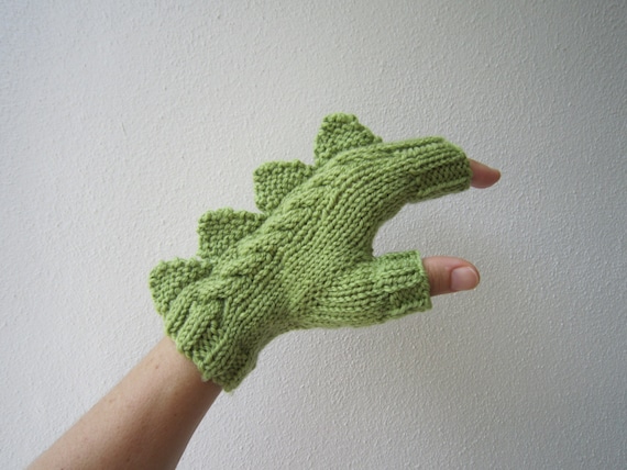 Dragon Dinosaur Monster Green Fingerless Mittens Gloves - Etsy