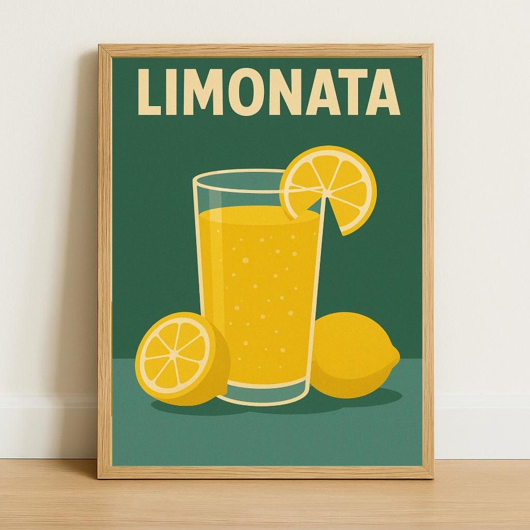 Limonata Poster – Retro Lemonade Print, Vintage Citrus Wall Art ...