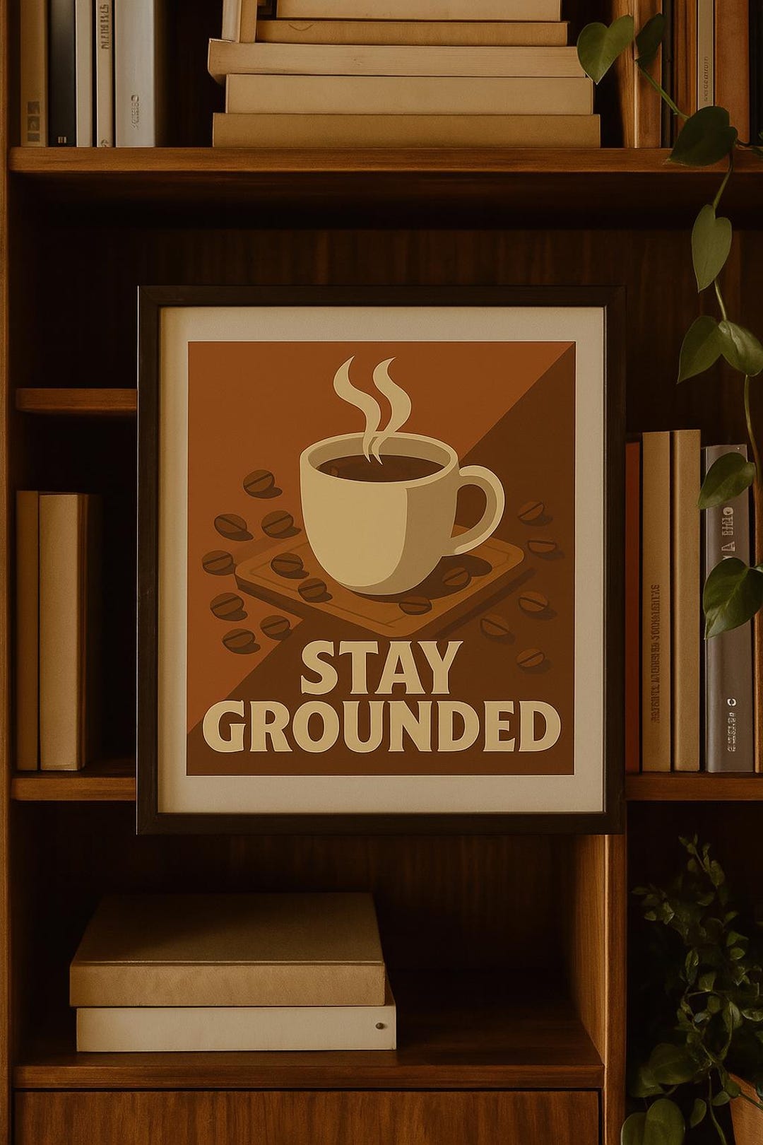 Retro Coffee Poster: 'stay Grounded' Vintage Kitchen Print (digital ...