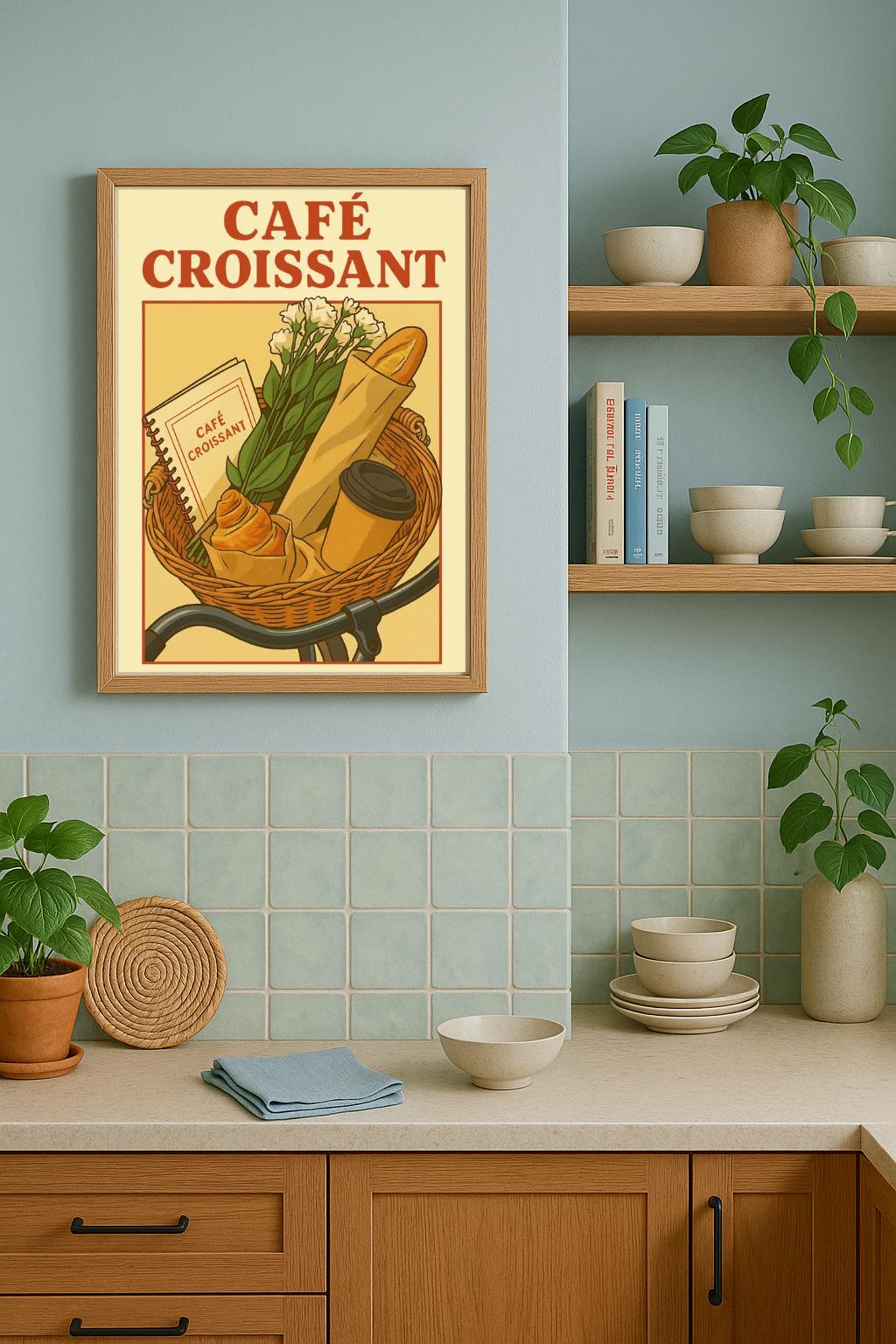 French Croissant Café Poster – Kitchen Coffee Bar Print (digital ...