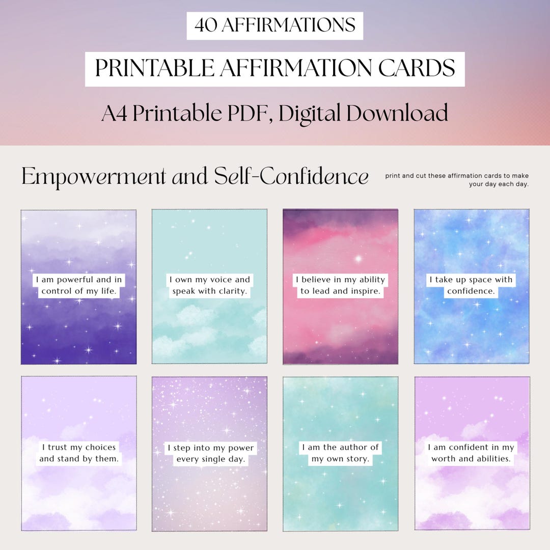 Printable Affirmation Cards | 6x8 Cm Positive Quote Cards | A4 Digital ...