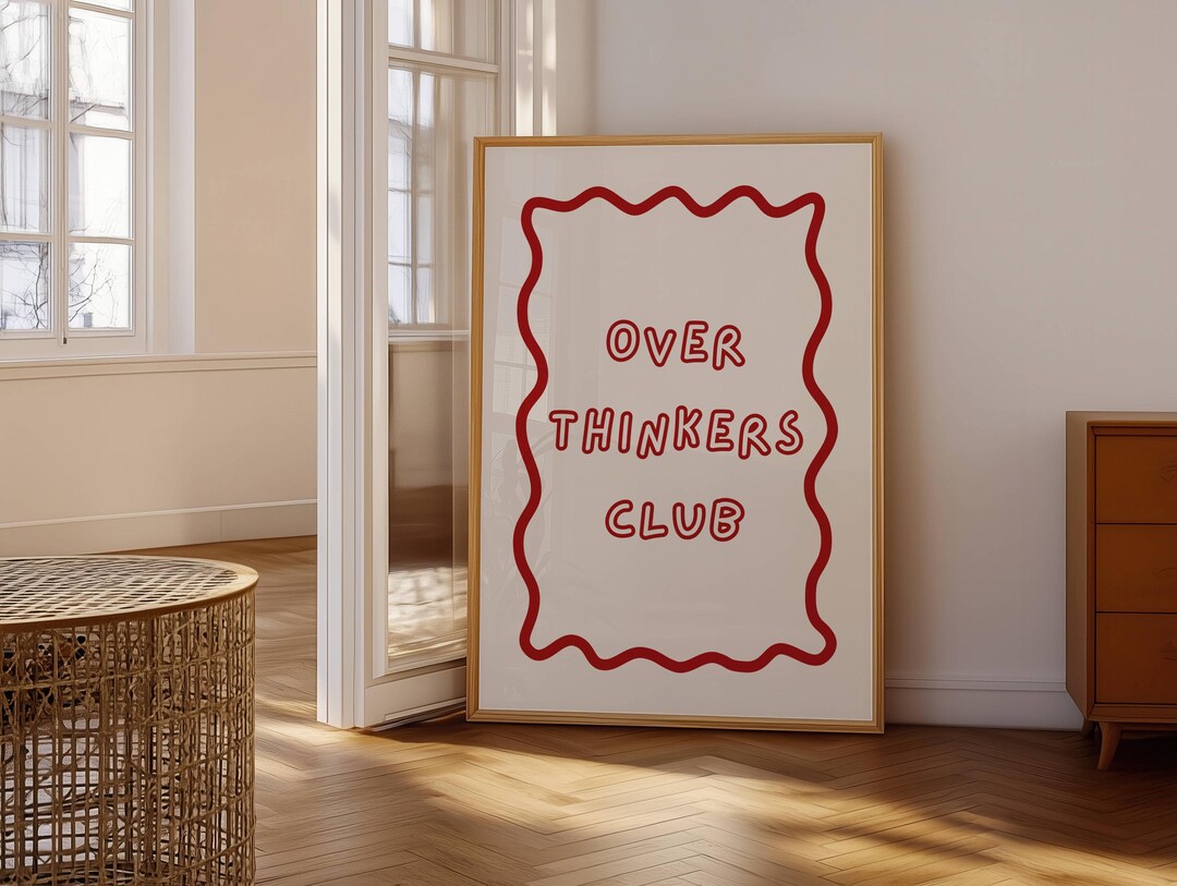 Overthinkers Club Digital Download, Bedroom Wall Art, off White and Red ...
