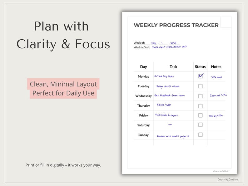 Minimal Project Tracker Kit – 5 Printable Templates for Planning ...