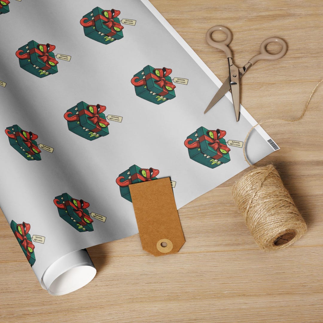 Christmas Dnd Wrapping Paper – “definitely Not a Mimic” - Etsy
