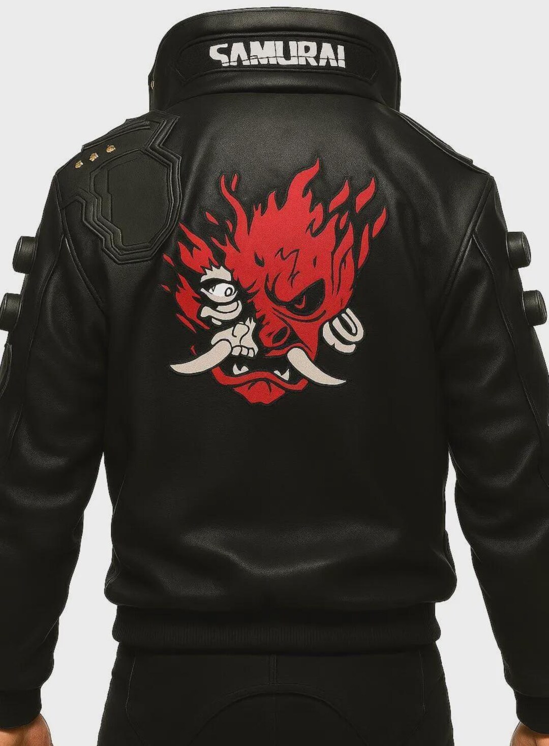 Samurai Leather Bomber Jacket With LED Collar Handmade - Etsy