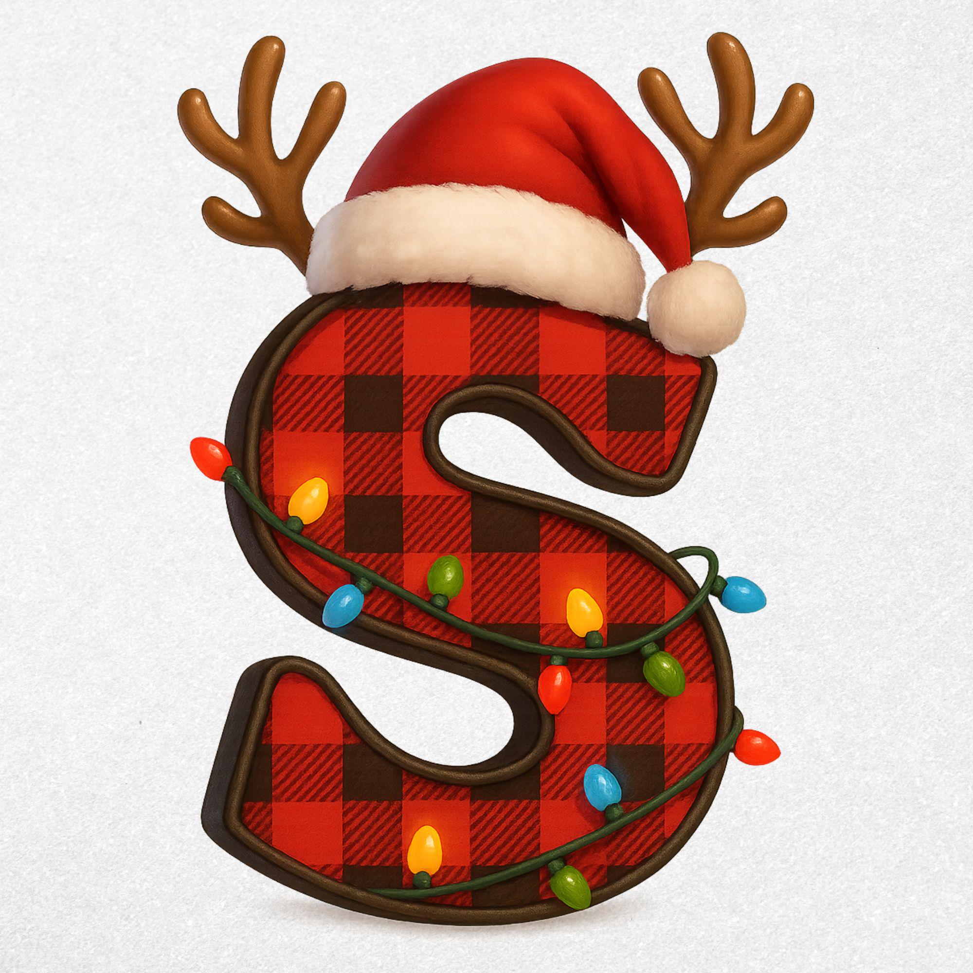 Christmas Plaid Alphabet PNG: Santa Letters Clipart (digital Download ...