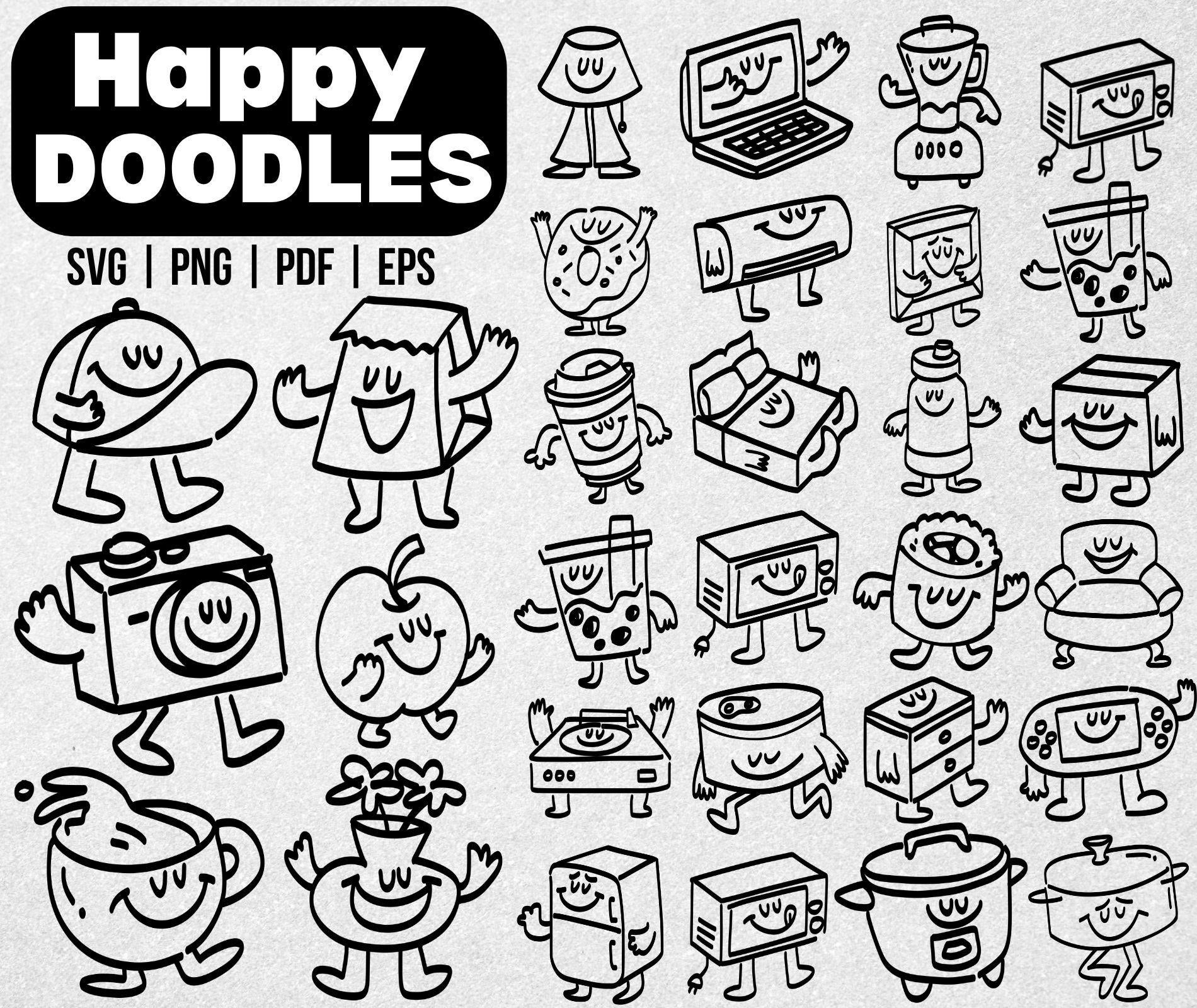 Hand-drawn Doodles Clip Art Bundle: SVG, PNG, PDF (digital Download - Etsy