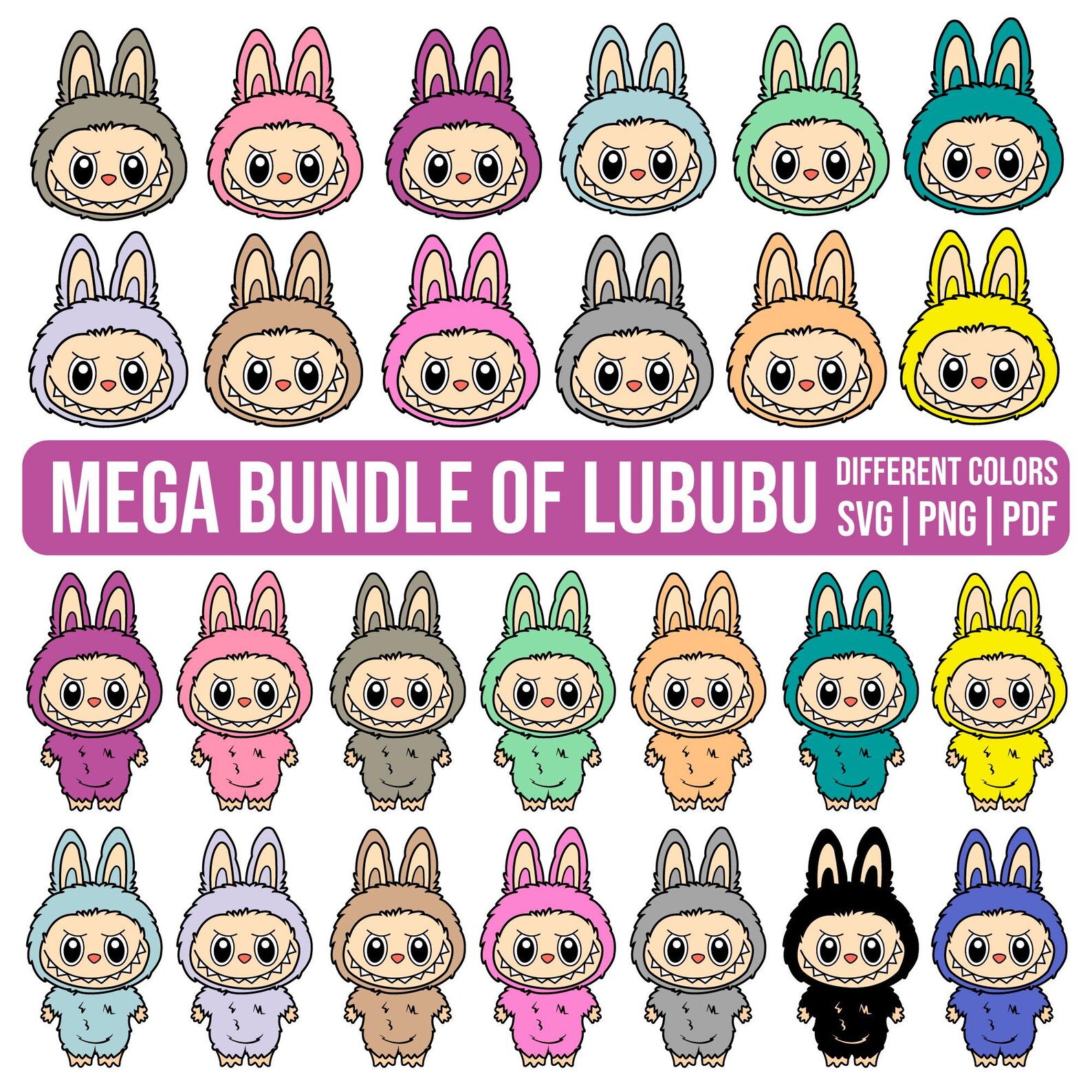 Labubu Designs SVG Bundle, Labubu Clipart, Labubu PNG, Cute Labubu ...