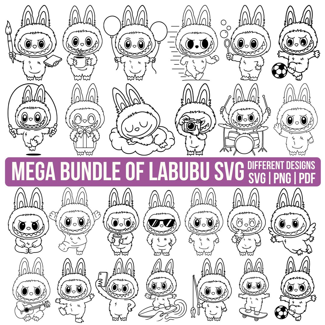 Labubu Designs SVG Bundle, Labubu Clipart, Labubu PNG, Cute Labubu ...