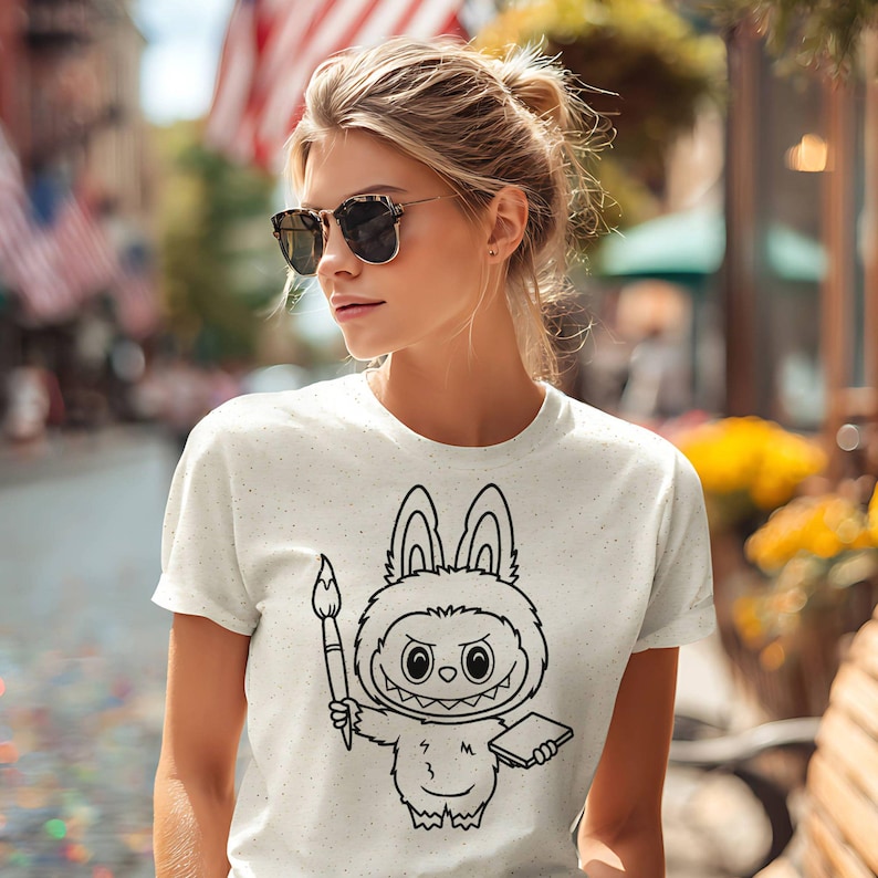 Cute Labubu SVG Bundle, Black Outline Labubu Character Clipart, Funny ...