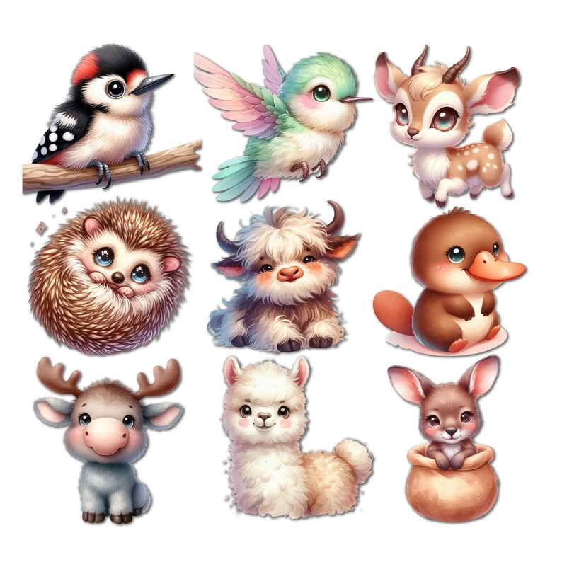 Funny Animal Clipart Bundle: Watercolor Pet Caricatures (commercial Use ...