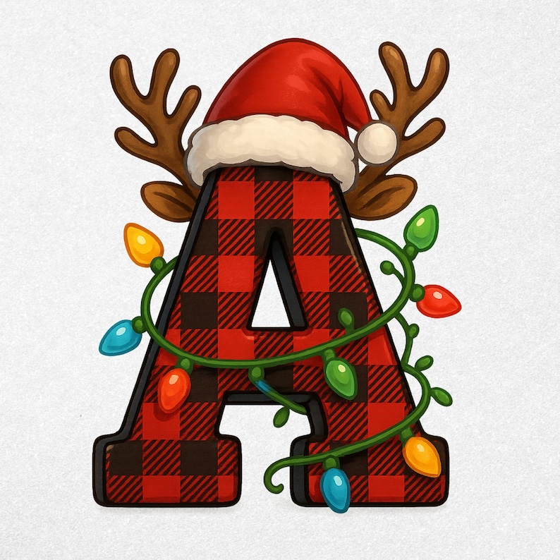 Christmas Plaid Alphabet PNG: Santa Letters Clipart (digital Download ...