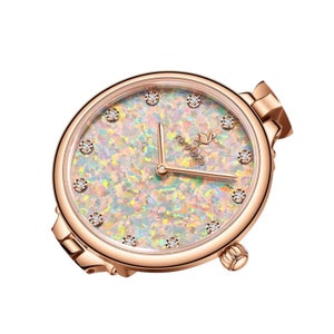 Rainbow Opal Watch With Black Quartz Watch for Women Real Diomands ...