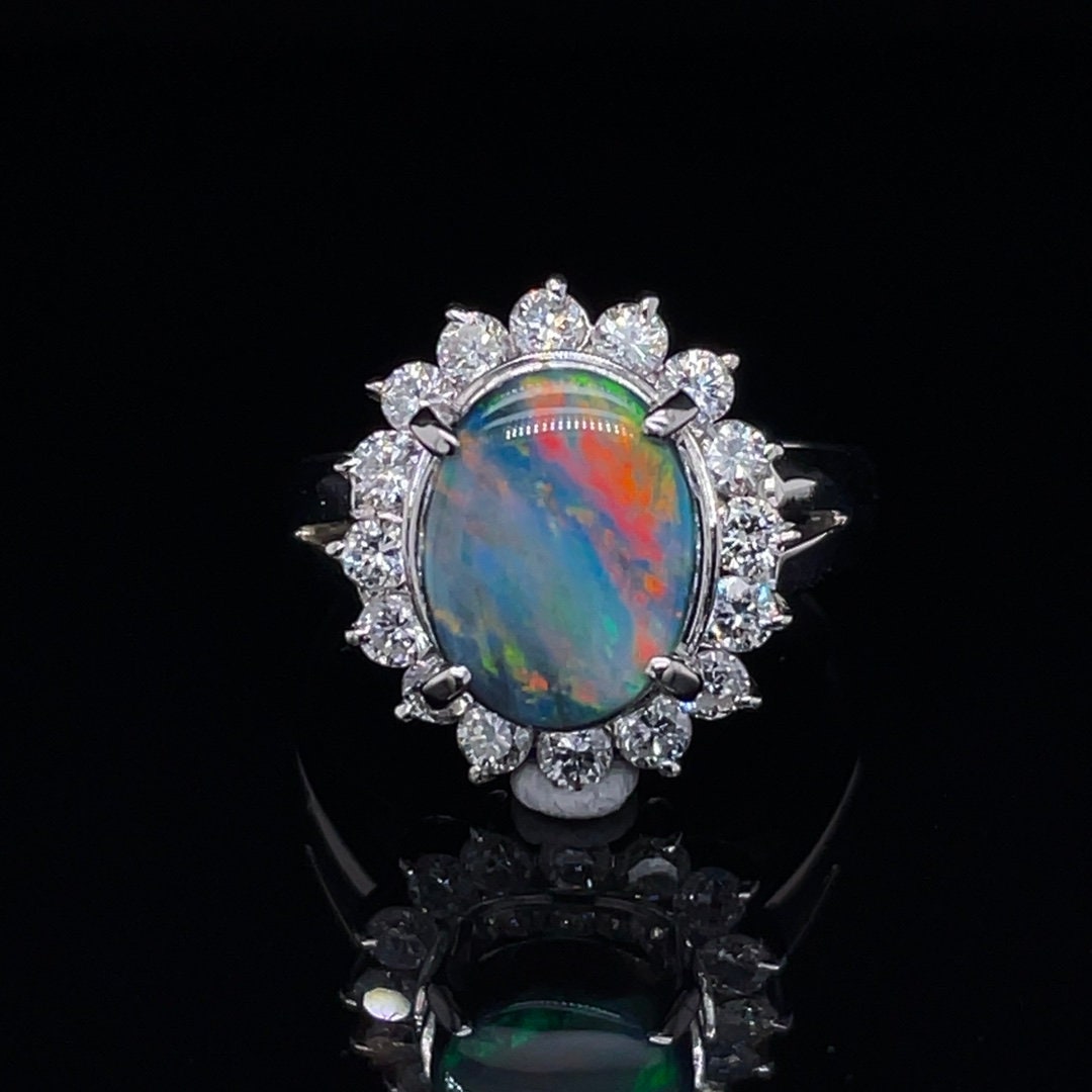 Australian Natural Boulder Opal Ring.18k Gold Opal Wedding - Etsy