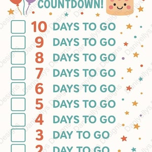 Birthday Countdown Chart for Kids – 10 Day Printable | Fun Party Prep ...