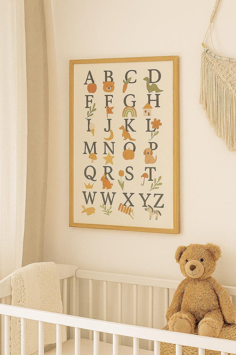 Boho Alphabet Poster | A4 Printable Nursery Wall Art | ABC Learning ...