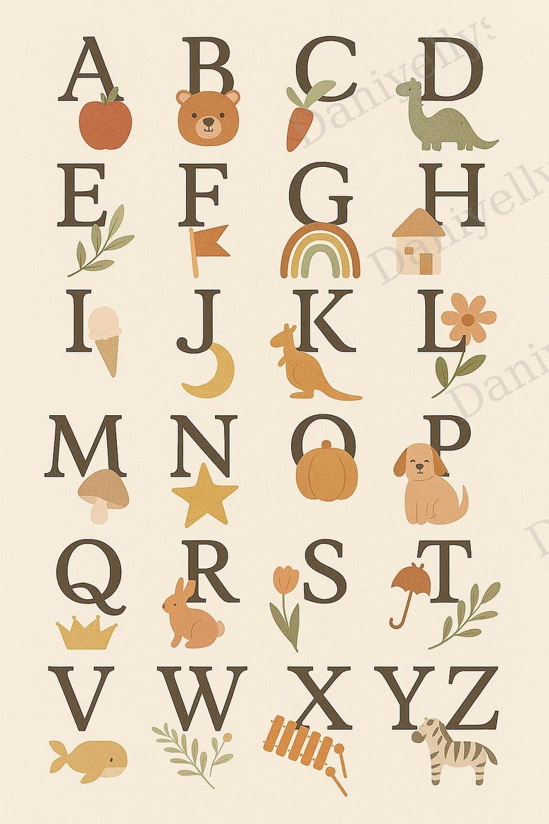 Boho Alphabet Poster | A4 Printable Nursery Wall Art | ABC Learning ...