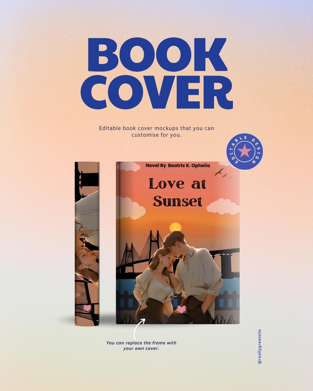 Book Cover Template, Romance Book Cover, Editable Canva Template, Ebook ...