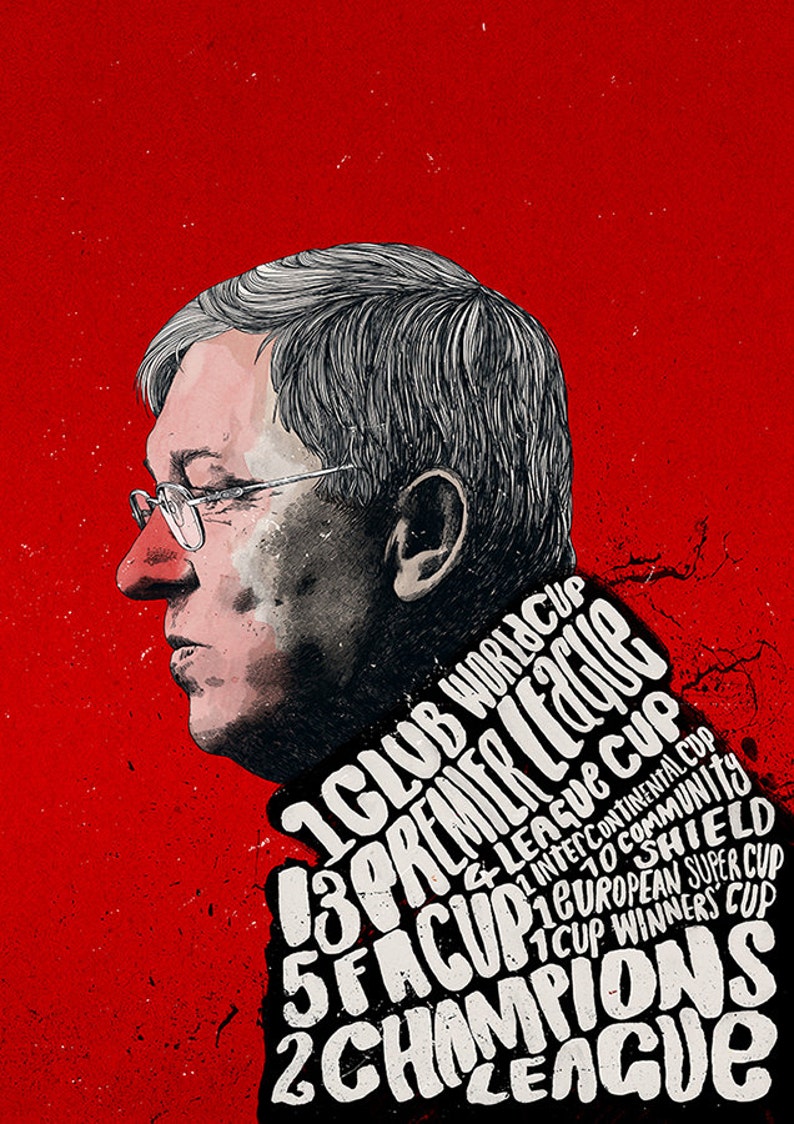 Sir Alex Ferguson 38 Trophies Print - Etsy UK